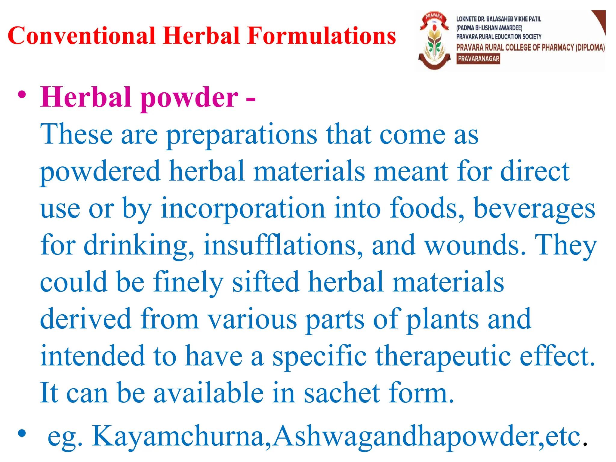 Introduction to herbal formulations (Different herbal formulations) | PPTX