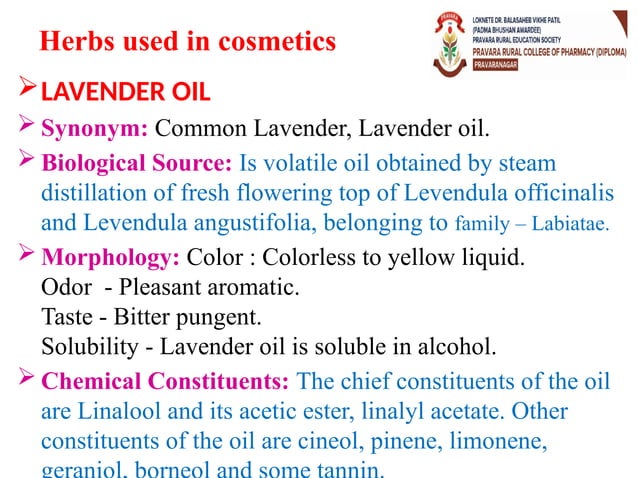 Herbal cosmetics (Types of herbal cosmetics) | PPT