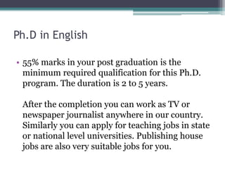Ph.d in english | PPTX | Postgraduate Education | College Education