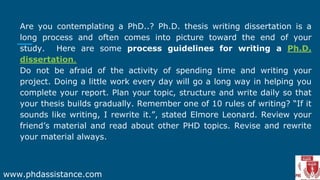 Ph.d. thesis writing guidelines for doctoral students | PPTX