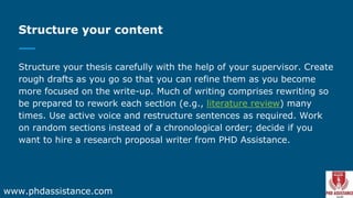 Ph.d. thesis writing guidelines for doctoral students | PPTX