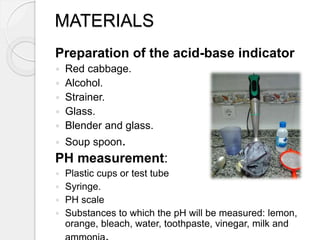 PH measurement with a homemade indicator | PPTX | Chemistry | Science