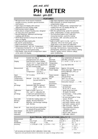 Lutron PH-207 PH-mV-TEMP. Meter | PDF
