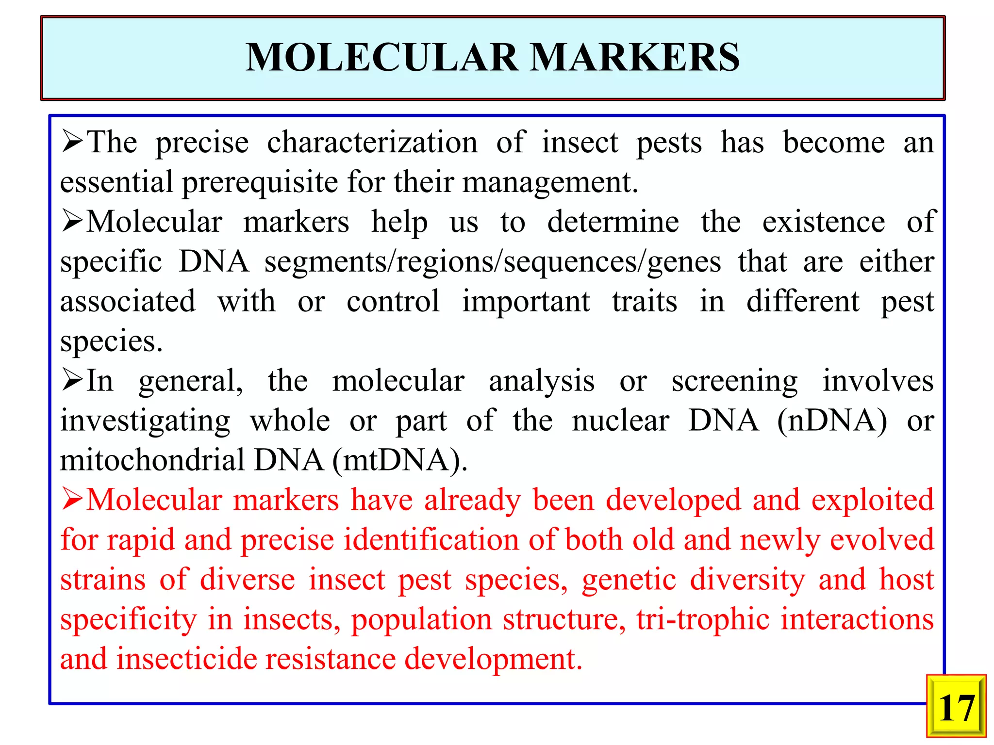 PRESENT STATUS AND ROLE OF BIOTECHNOLOGICAL APPROACHES IN INSECT PEST ...