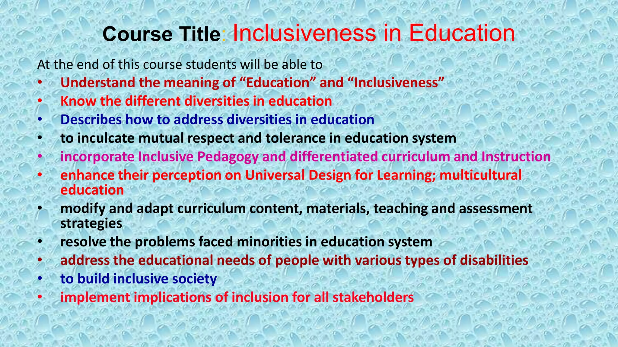 Inclusiveness In Education | PPTX