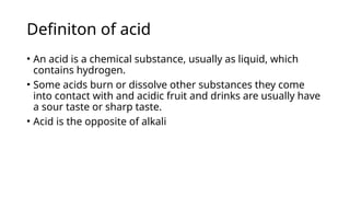 a powepoint about the ph scale and acid and akili substinces | PPTX