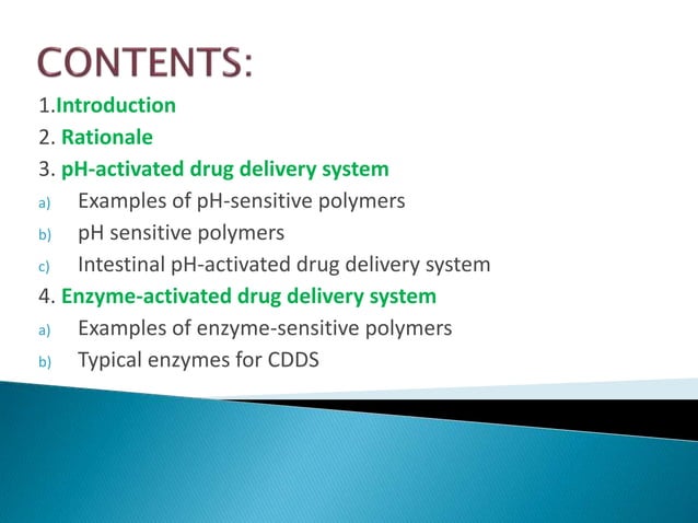 pH-activated and Enzyme-activated drug delivery system | PPTX | Chemistry | Science