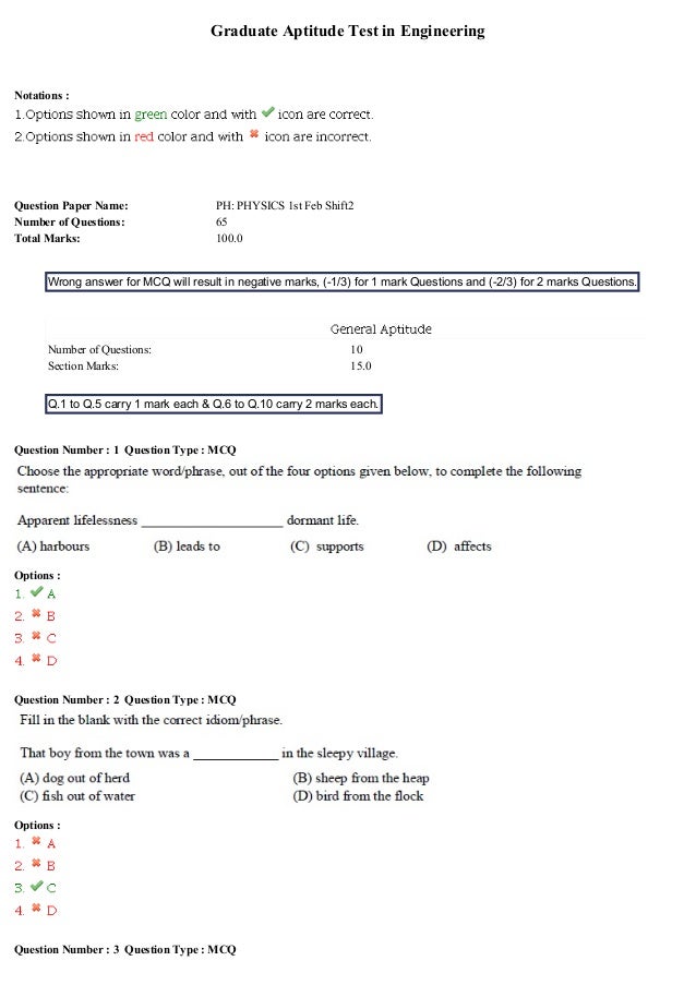 GATE (Graduate Aptitude Test in Engineering) || Physics Full Question ...
