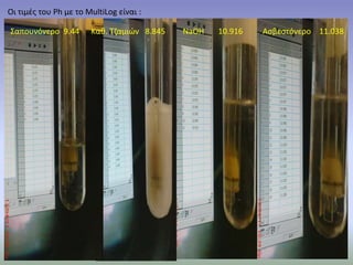 19 - Mέτρηση Ph ( με πεχαμετρικό χαρτί - ηλεκτρονικό Ph-μετρο - Multilog ) | PPTX