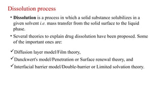 pH-Partition hypothesis, Dissolution process and Noyes-Whitney equation.pptx
