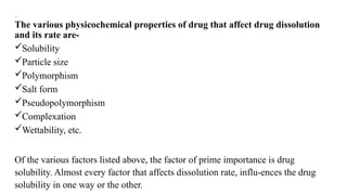 pH-Partition hypothesis, Dissolution process and Noyes-Whitney equation ...