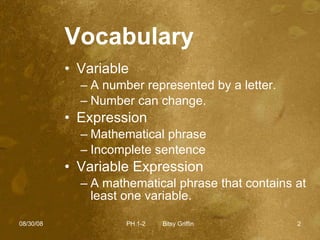 01 02 Identify & Use Variables | PPT
