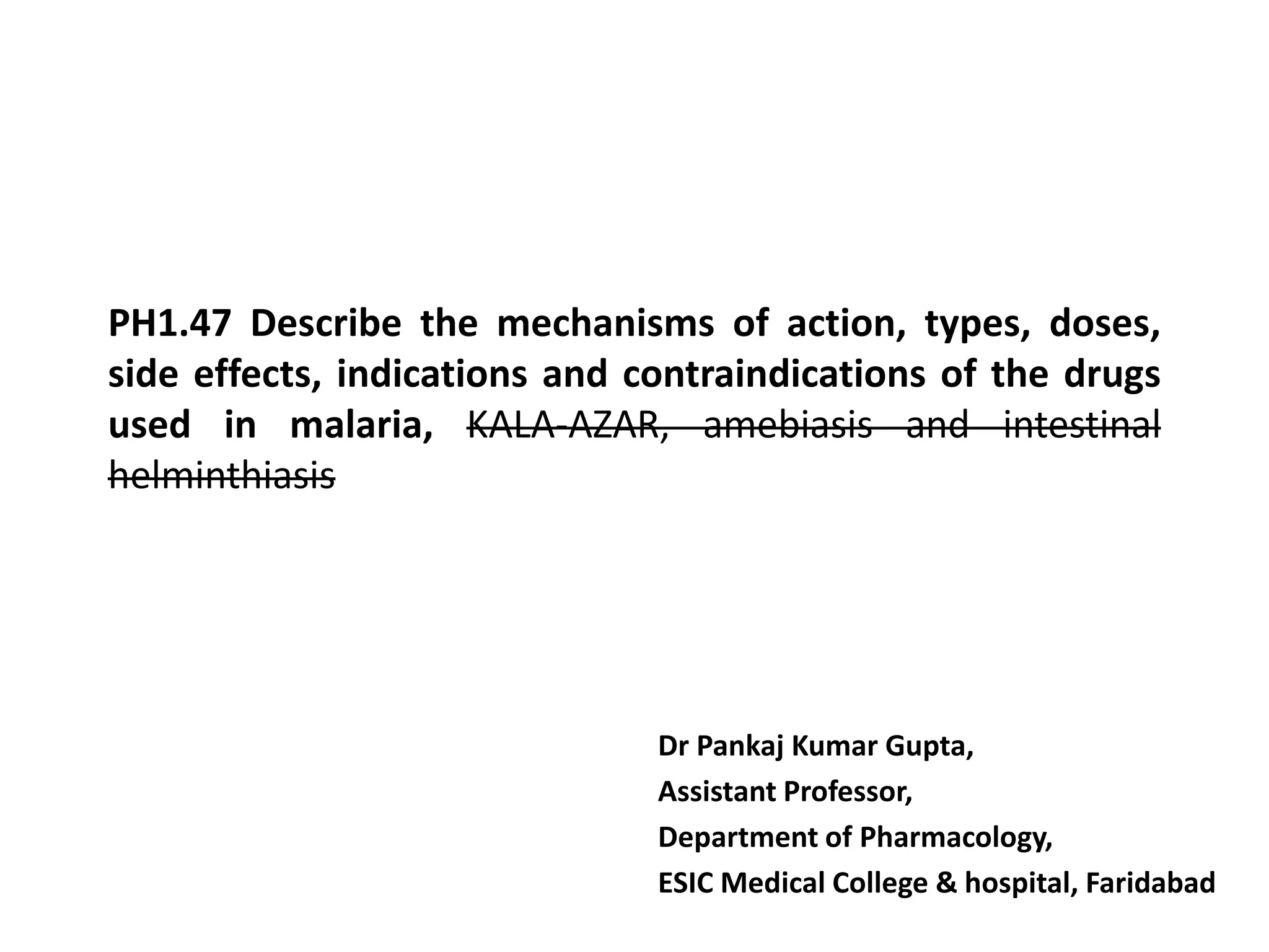 Antimalarial Drugs | PPTX