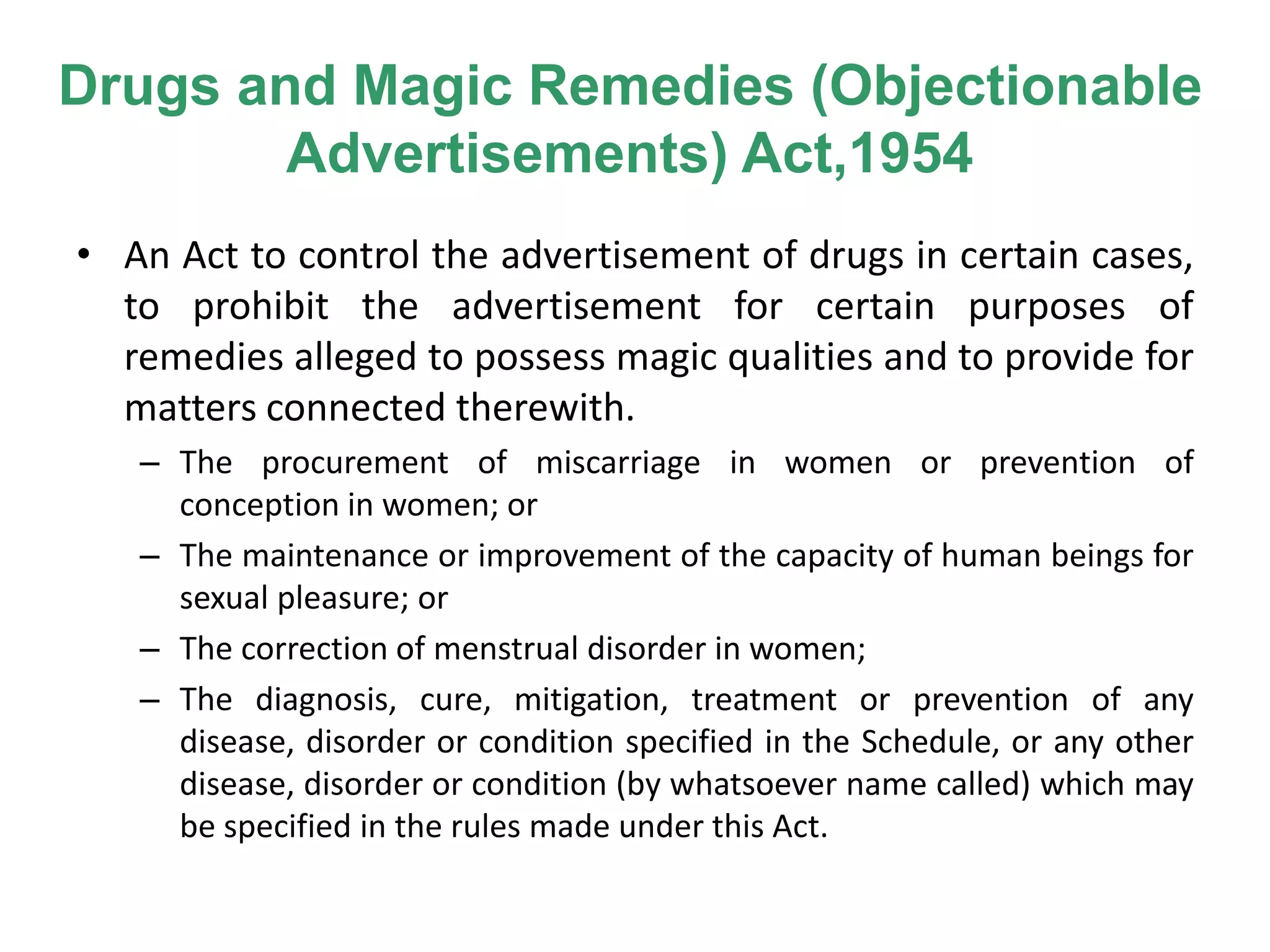 Drug Regulations, Acts and other Legal Aspects | PPTX