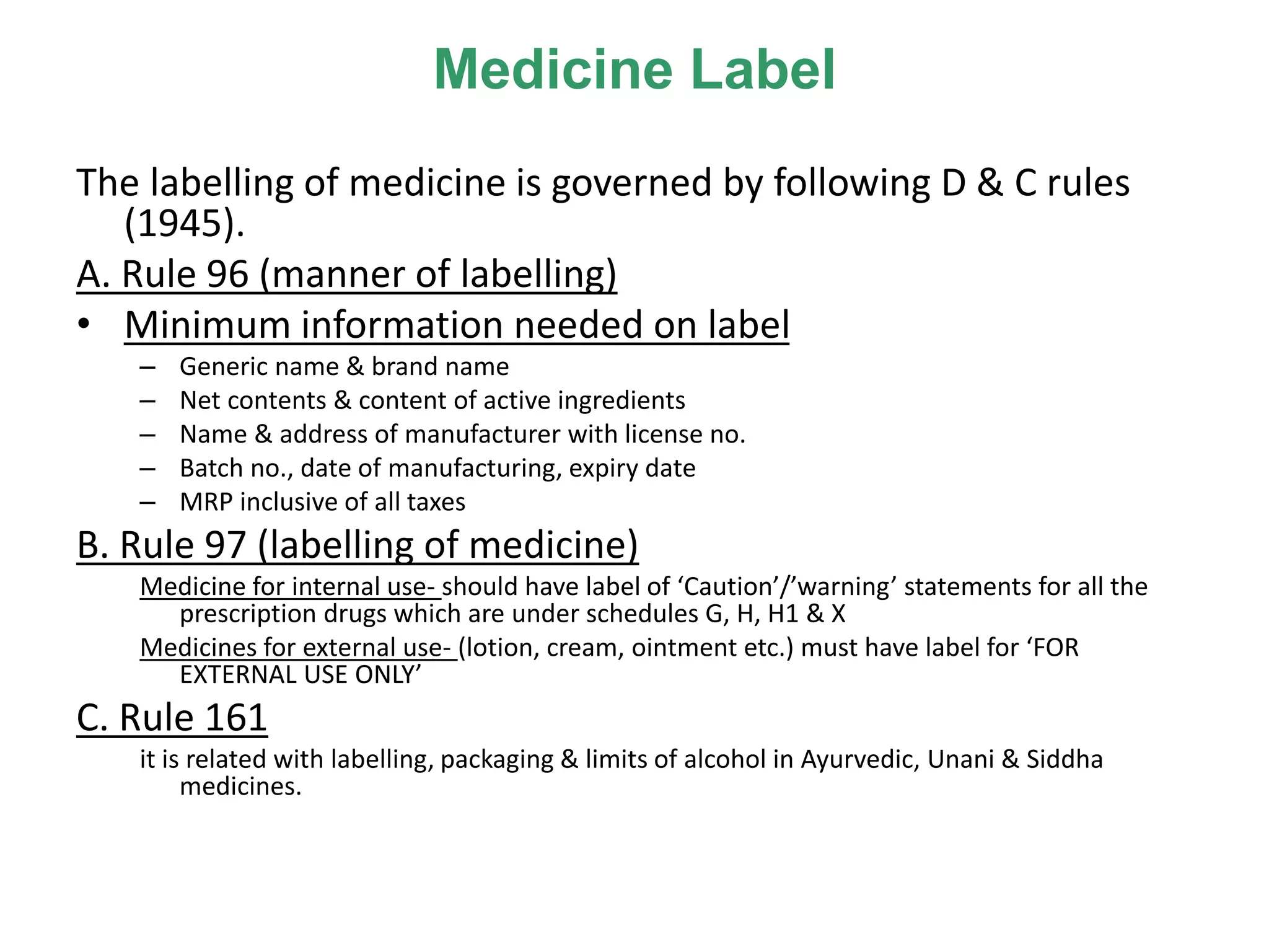 Drug Regulations, Acts and other Legal Aspects | PPTX