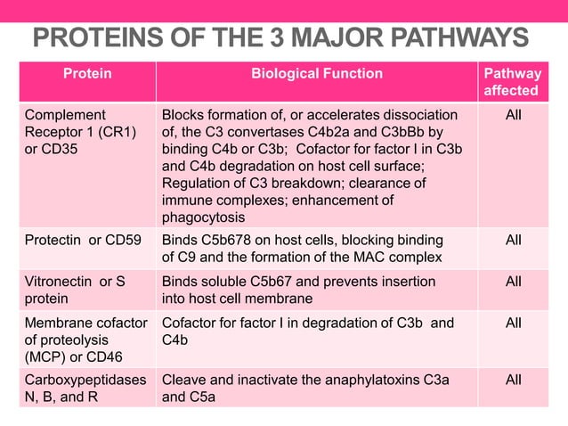 32 Proteins of the Complement System | PPT
