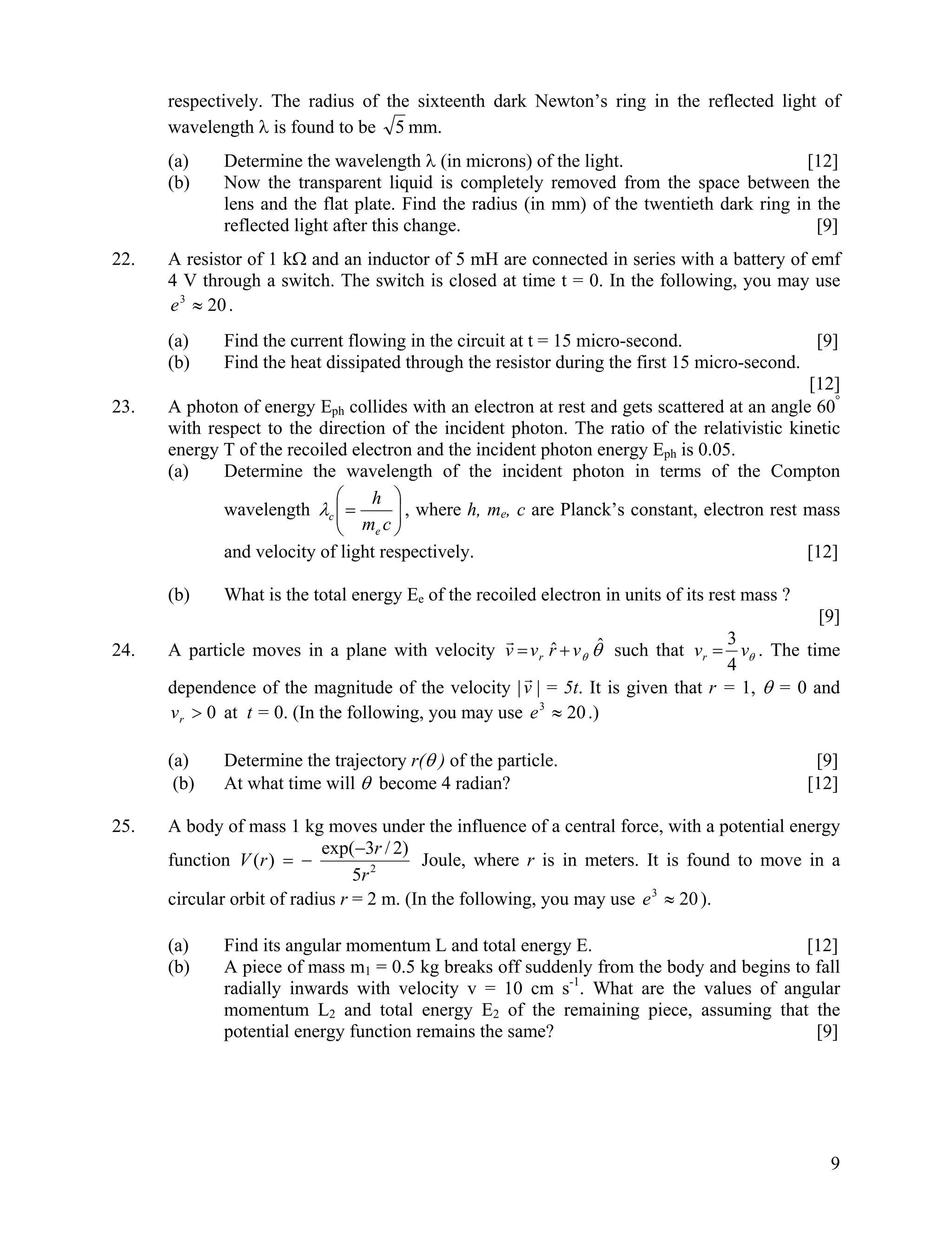 GATE - Physics - 2006 | PDF
