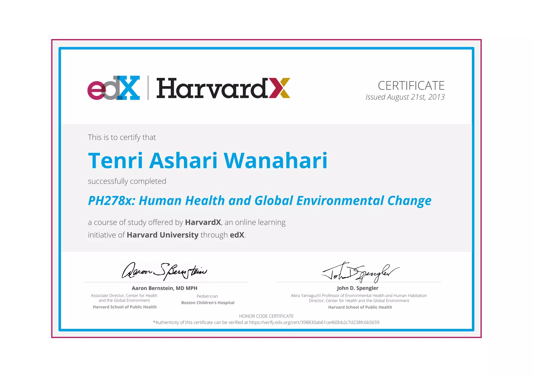 EdX Certificate: PH278x: Human Health and Global Environmental Change | PDF