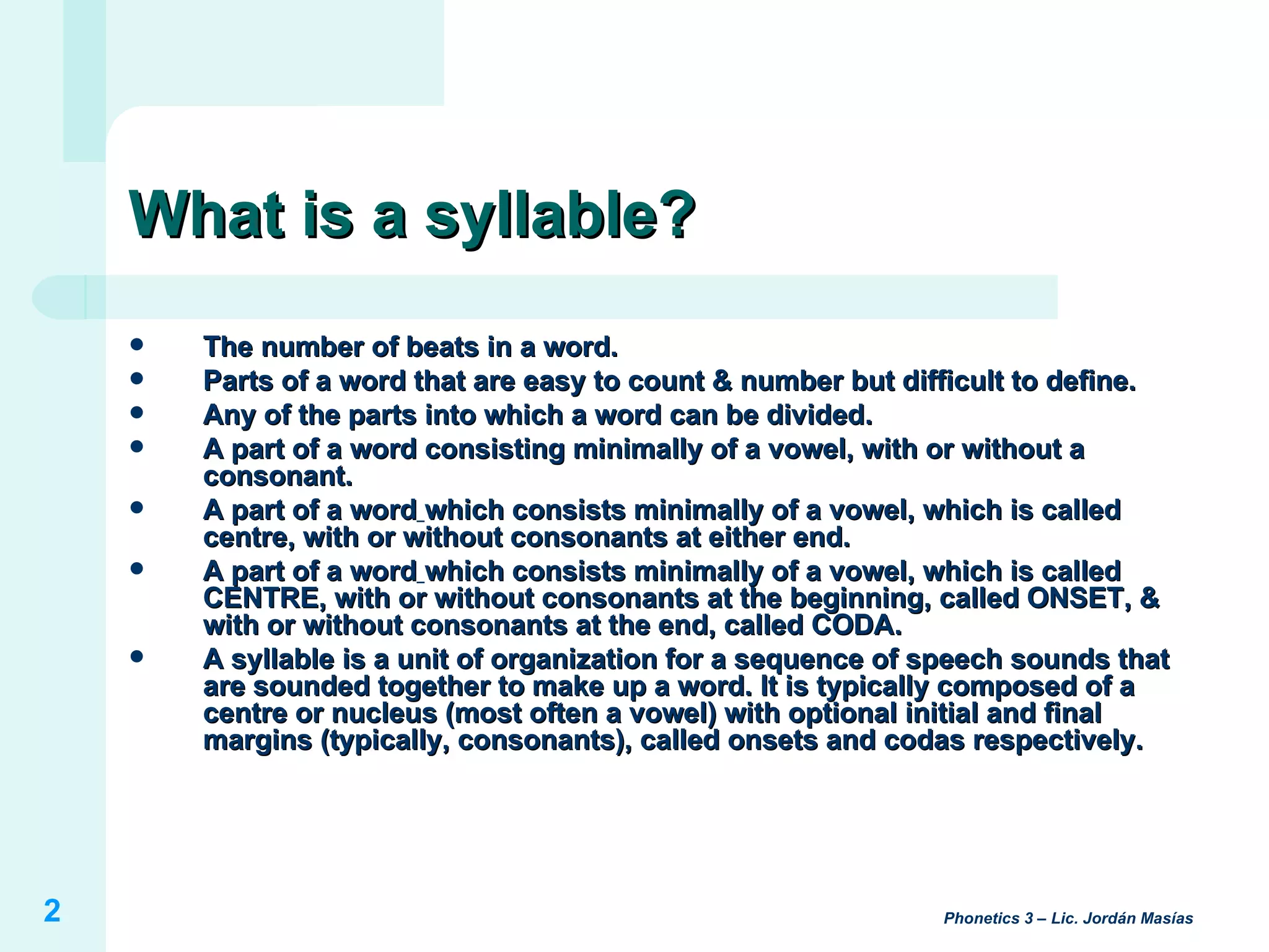 Ph3 Introduction To The Syllable | PPT