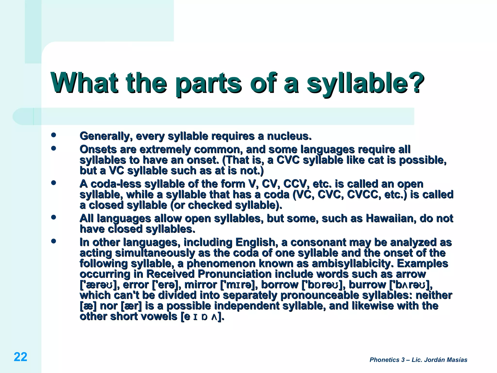 Ph3 Introduction To The Syllable | PPT