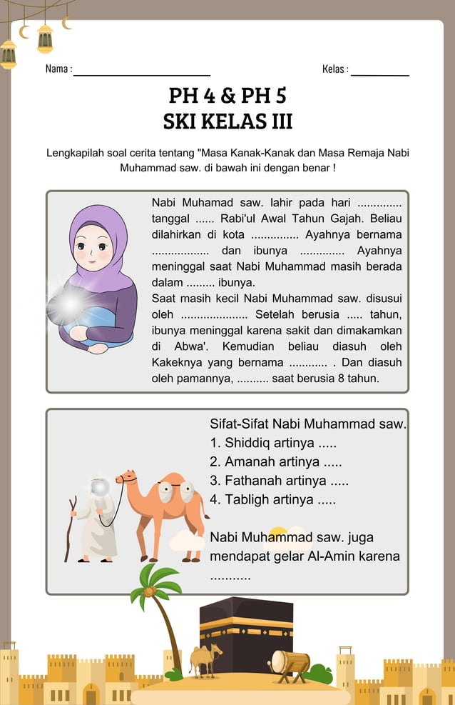 PH 4 & PH 5 SKI KELAS III tentang Sejarah Nabi Muhammad saw. pada masa ...