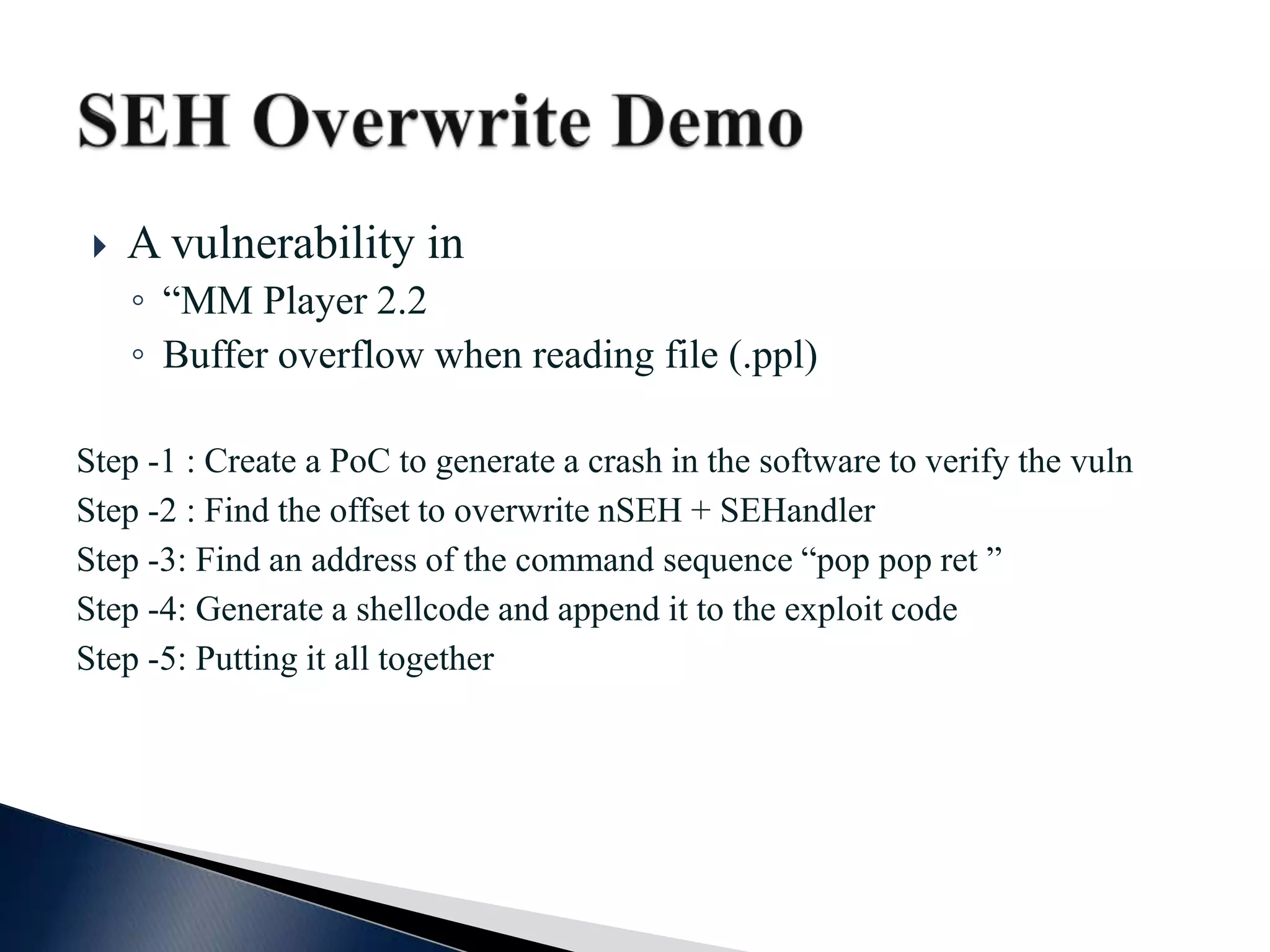 Reversing malware analysis training part10 exploit development basics | PPTX | Programming ...
