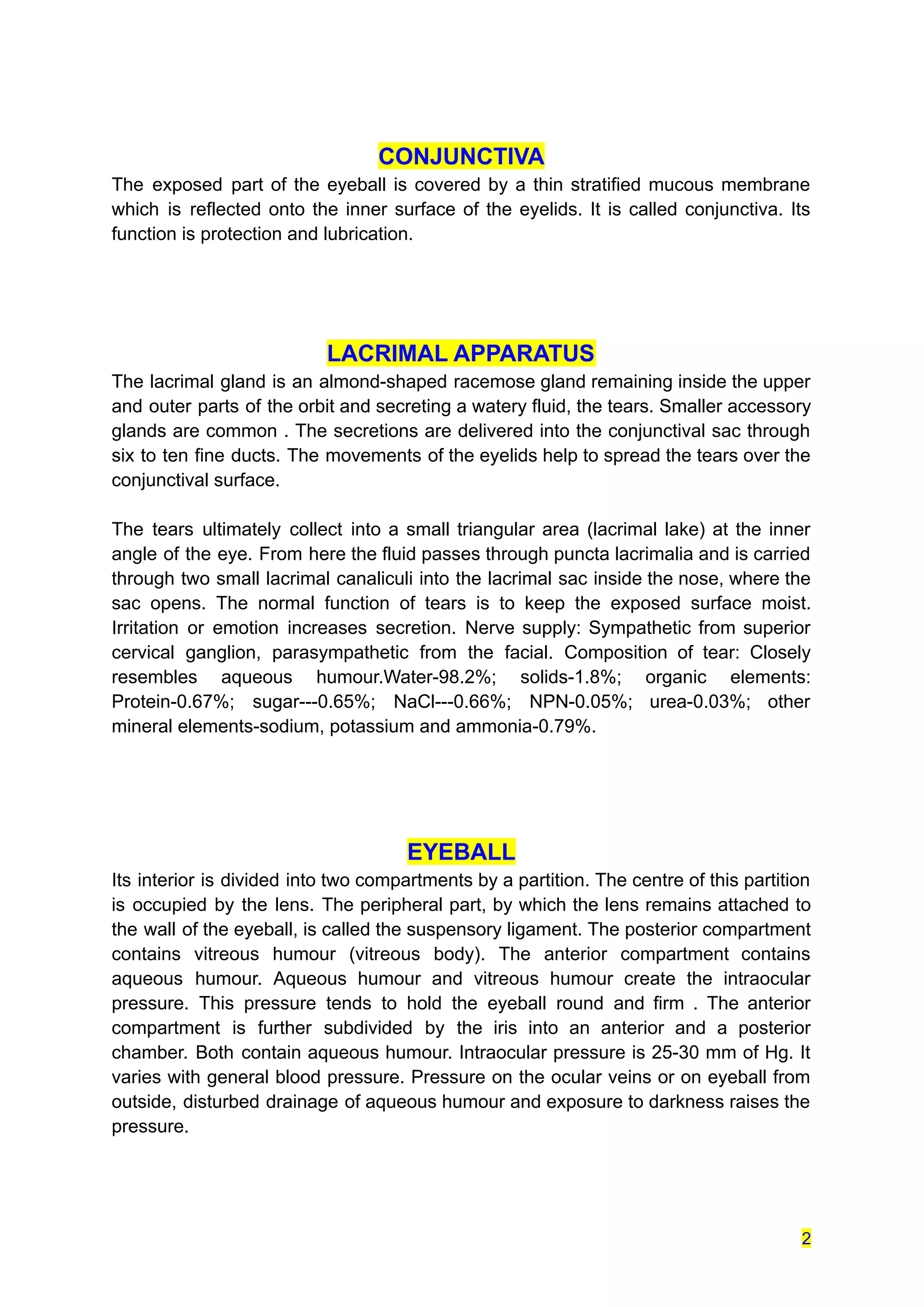 Special Senses: Eye | Physiology and Anatomy | Assignment | PDF