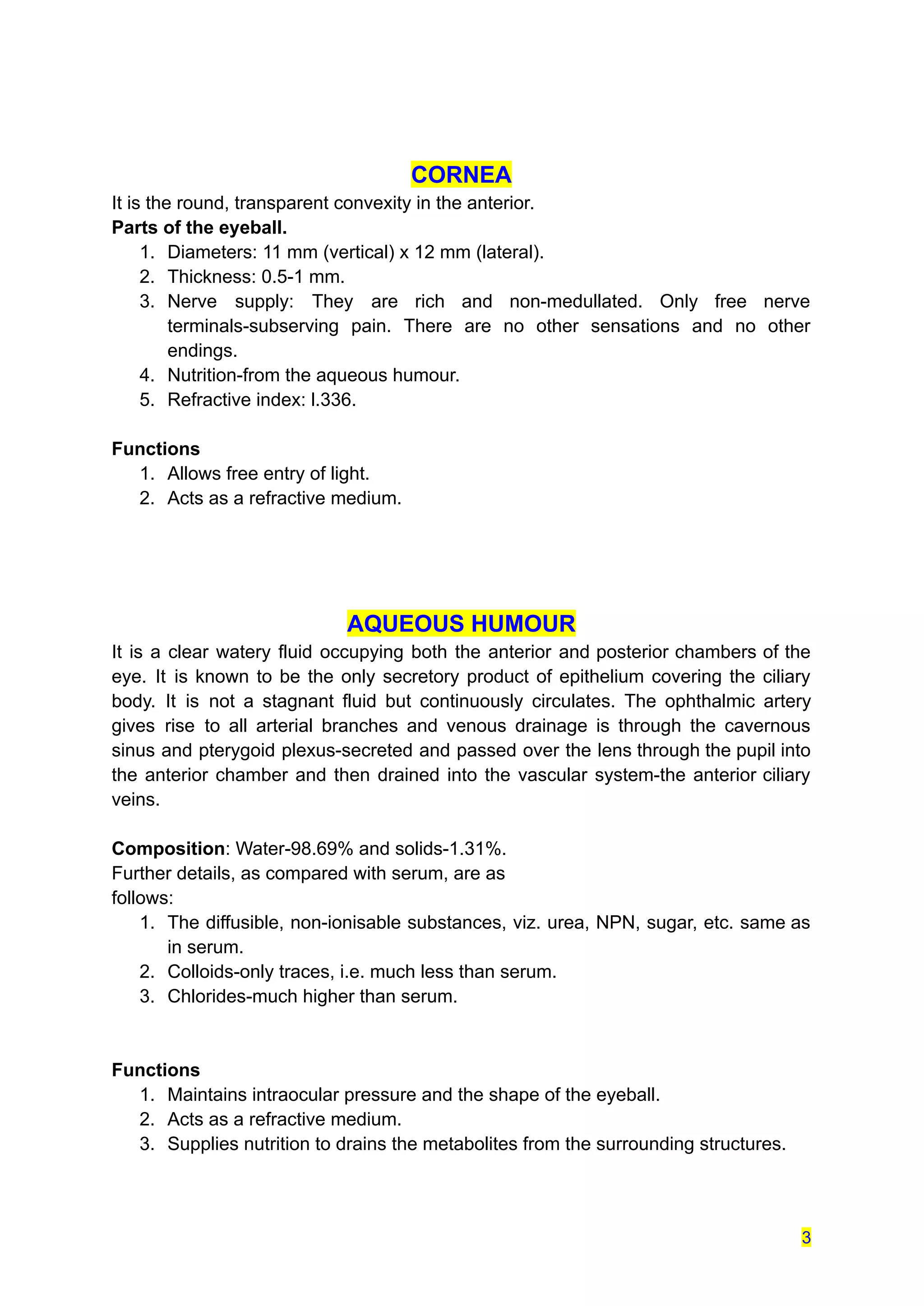 Special Senses: Eye | Physiology and Anatomy | Assignment | PDF