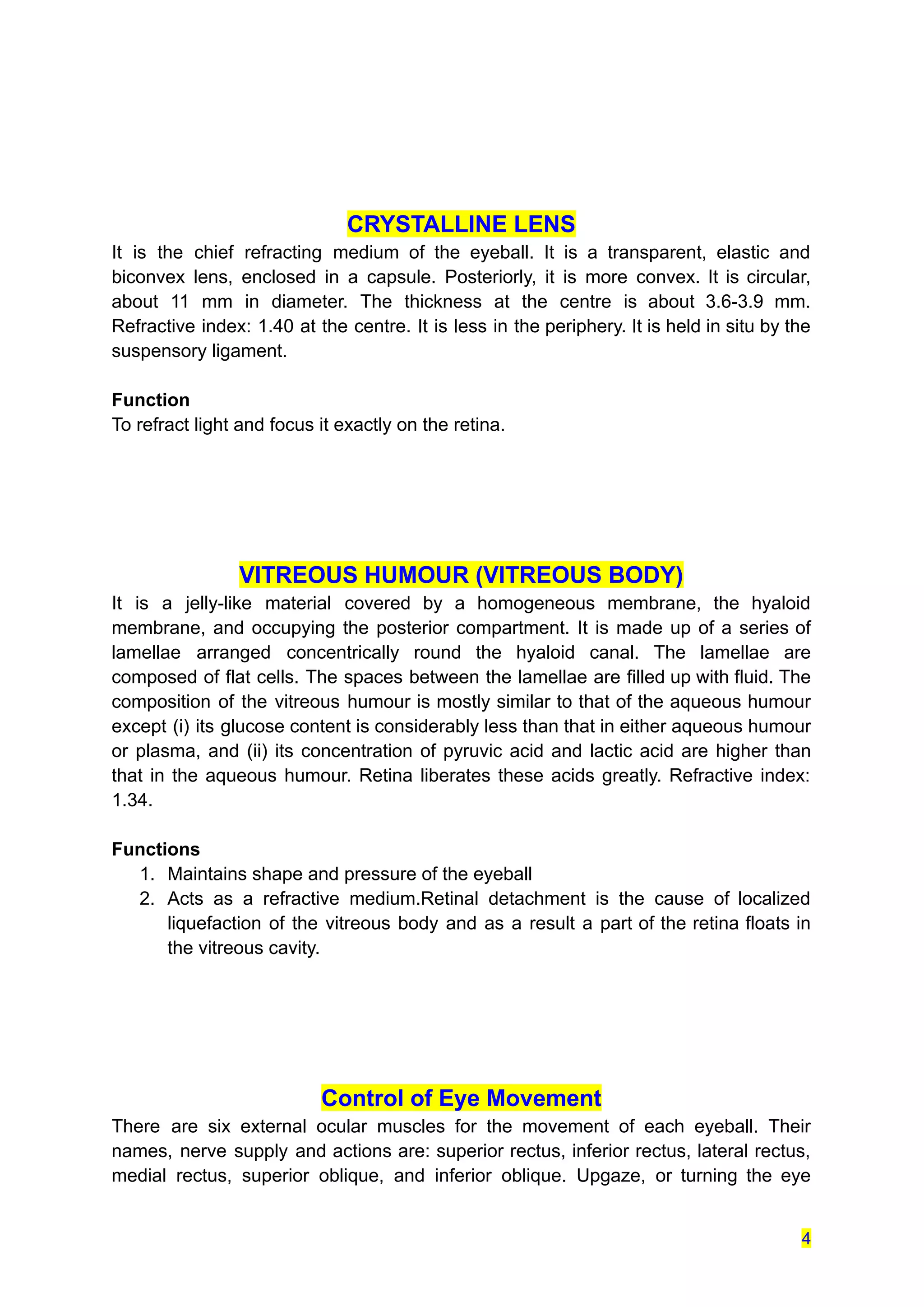 Special Senses: Eye | Physiology and Anatomy | Assignment | PDF