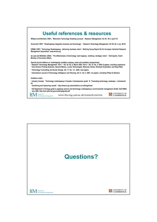 Dr Robert Phaal - Introduction to technology roadmapping and the T-Plan method | PDF