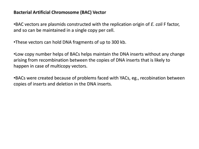 Phagemid and bac vectors | PPTX | Chemistry | Science