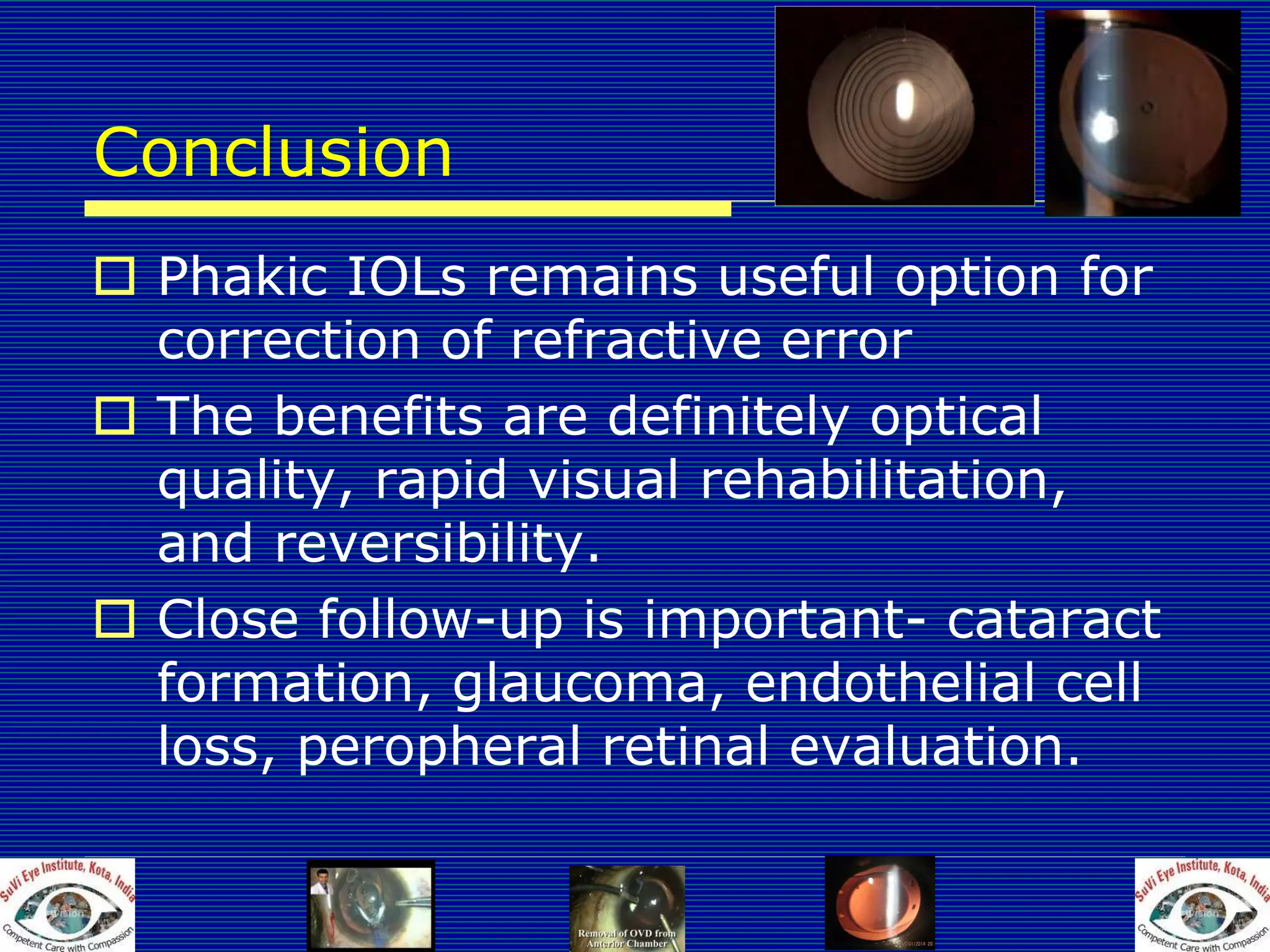 Phakic lens implantation, technique, complications & management by dr ...