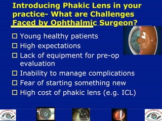 Phakic lens implantation, technique, complications & management by dr ...