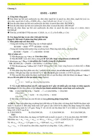 PHÂN DẠNG VÀ CÁCH GIẢI ESTE - LIPIT | PDF