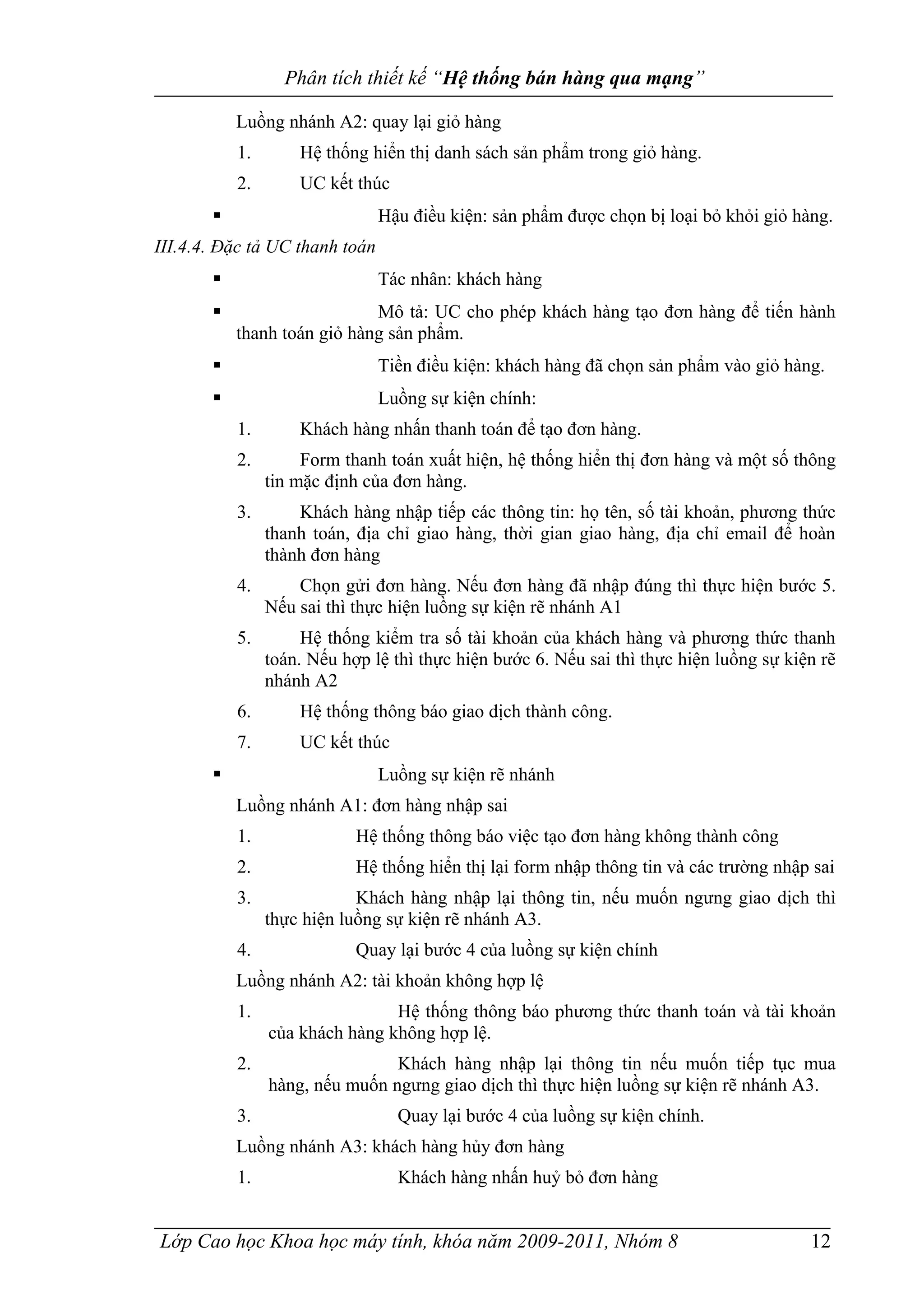 PHÂN TÍCH THIẾT KẾ HỆ THỐNG BÁN HÀNG QUA MẠNG | DOC