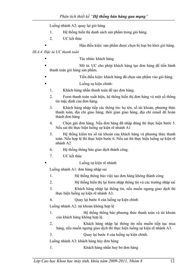 PHÂN TÍCH THIẾT KẾ HỆ THỐNG BÁN HÀNG QUA MẠNG | DOC