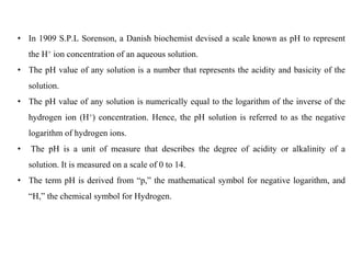 pH and Buffers for GRaduation and Post Graduation Students | PPT