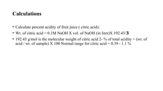 pH and Titratable AcidityBAlalalallaallala | PPT
