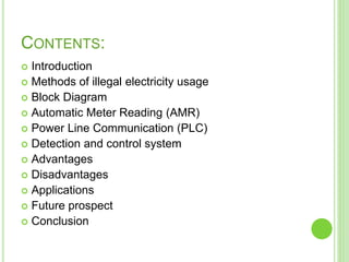 Remote Control of Power Thefting Using Power Line Communication Systems | PPTX