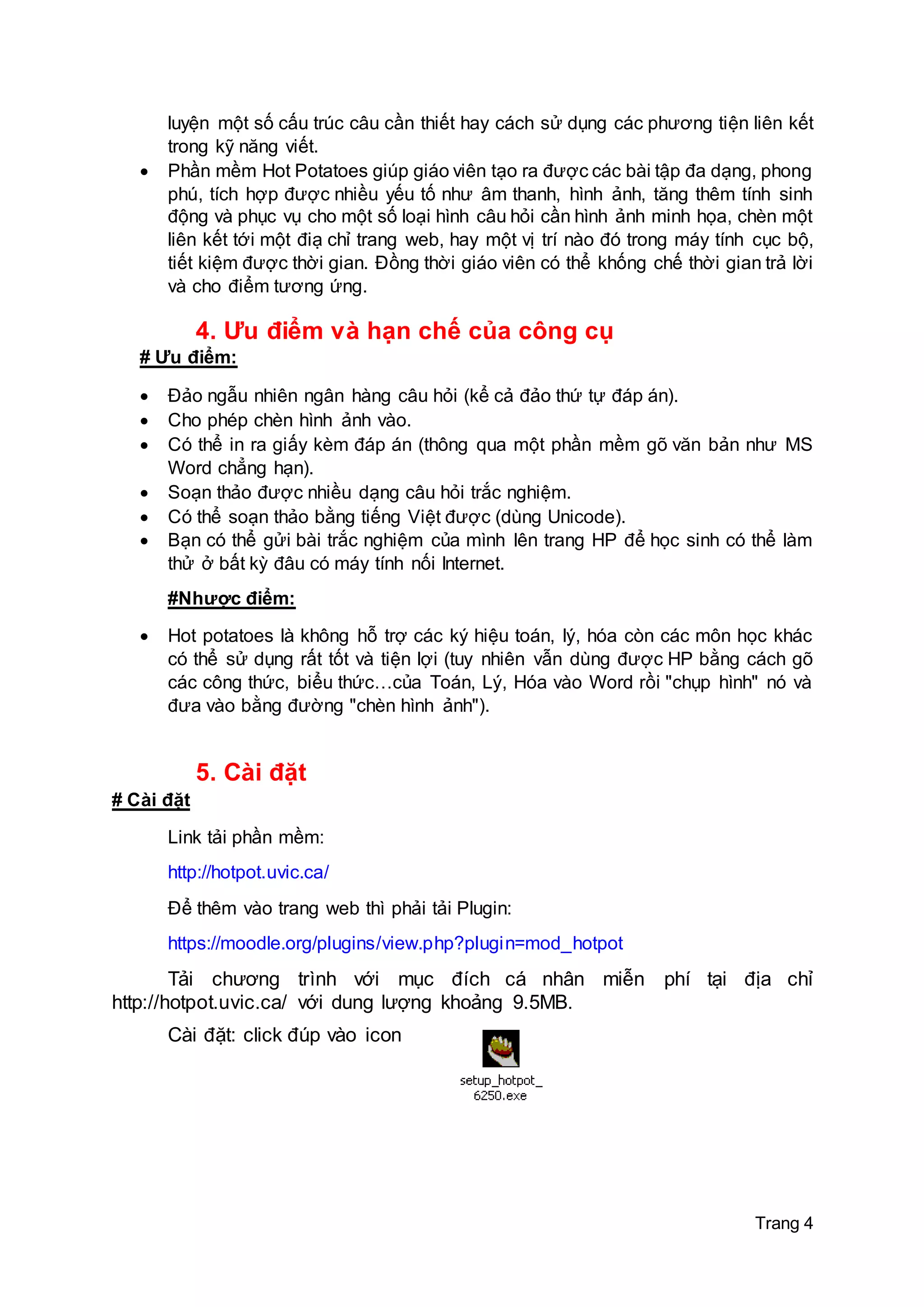 Phan mem hot potatoes | DOCX