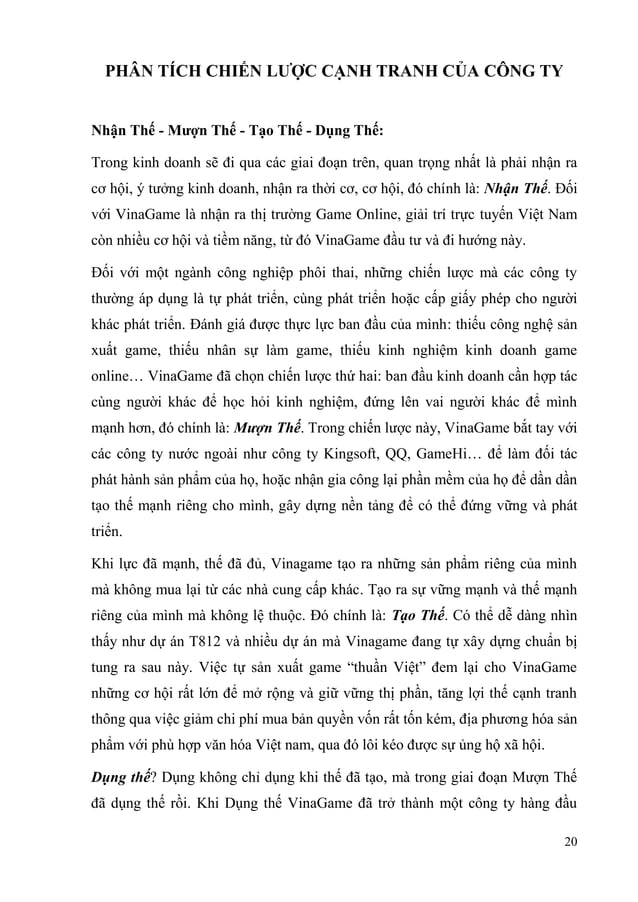 Phân Tích Chiến Lược Cạnh Tranh Của Một Công Ty Trong Ngành Công Nghiệp Phôi Thai | DOC