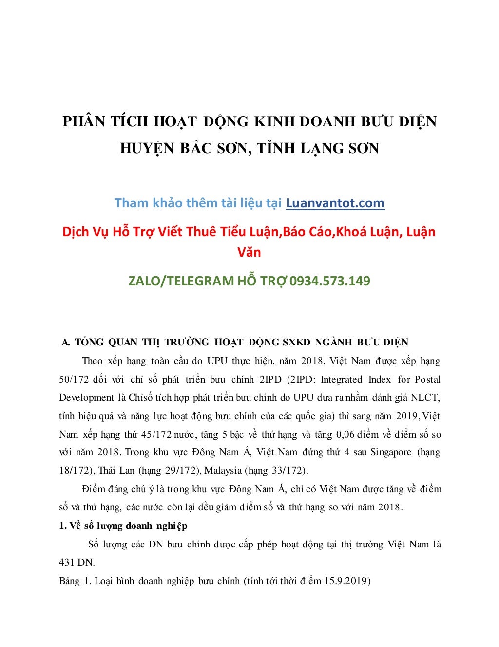 Phân tích hoạt động kinh doanh bưu điện huyện bắc sơn tỉnh lạng sơn | PDF