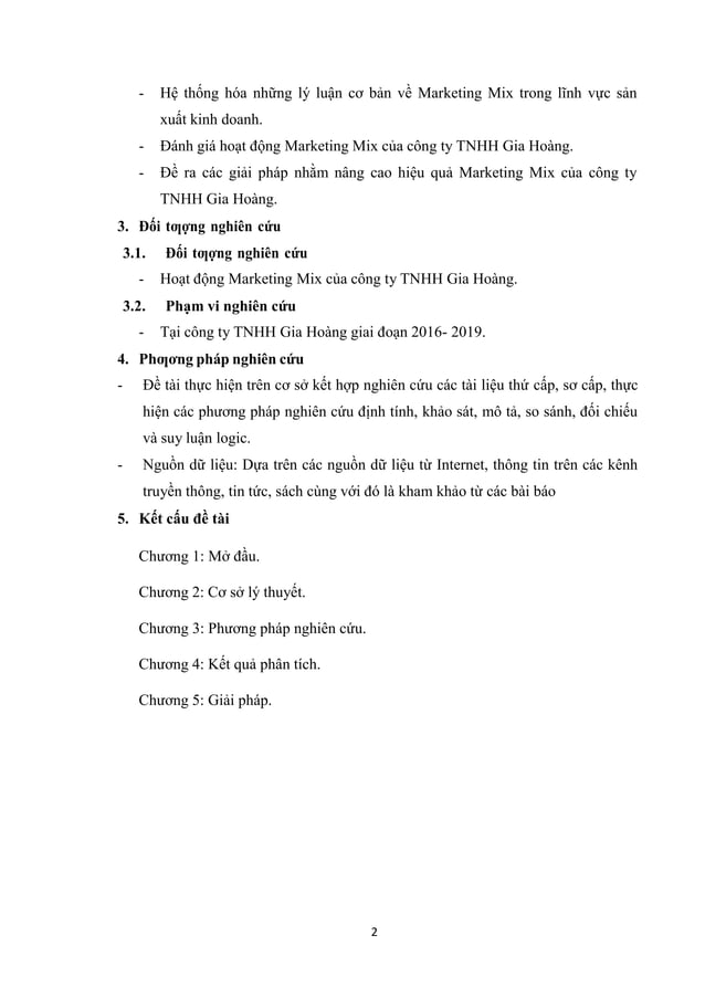 Phân tích hoạt động Marketing Mix của Công ty TNHH Gia Hoàng | DOCX