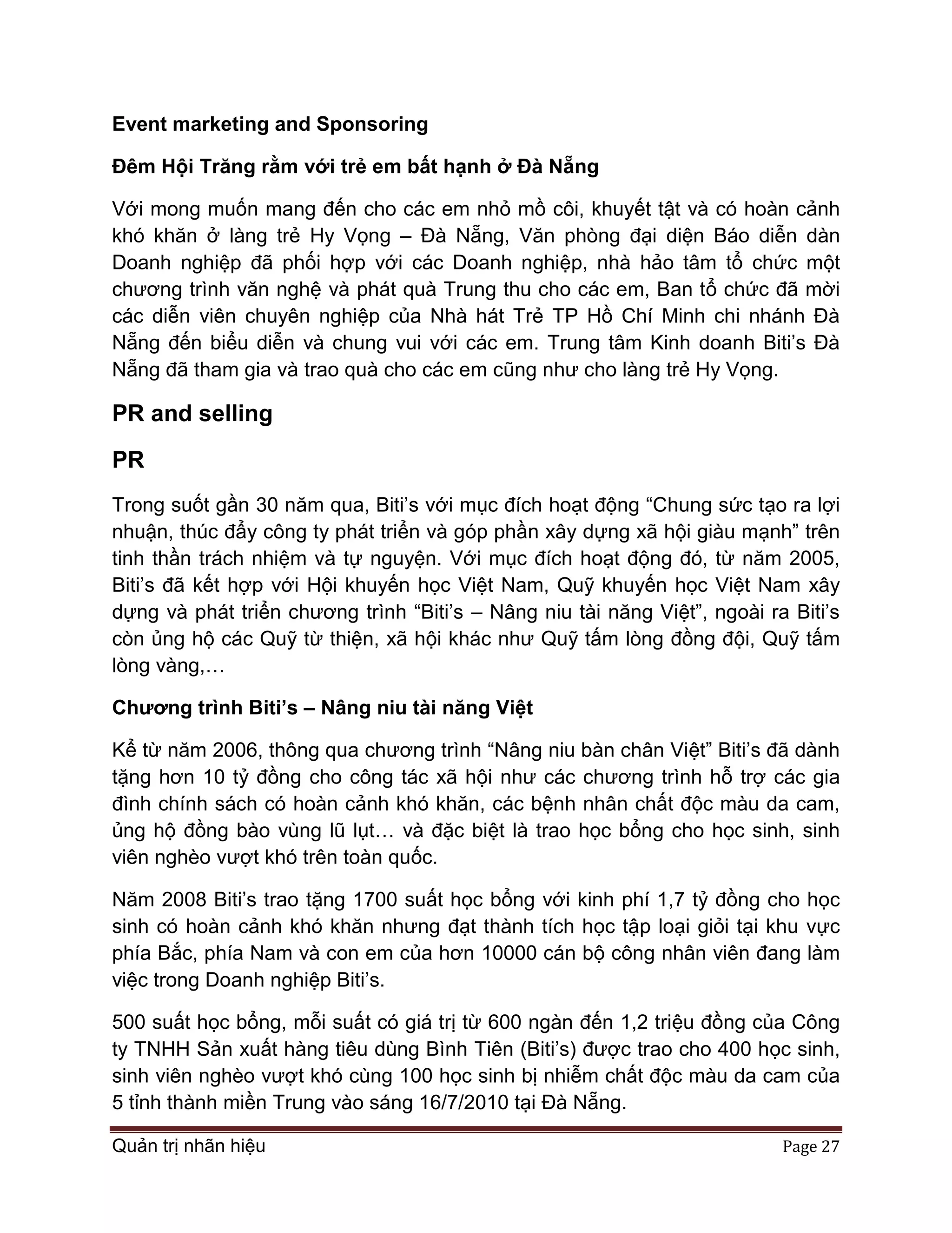 [Quản trị thương hiệu] Phân tích thương hiệu Biti's | PDF