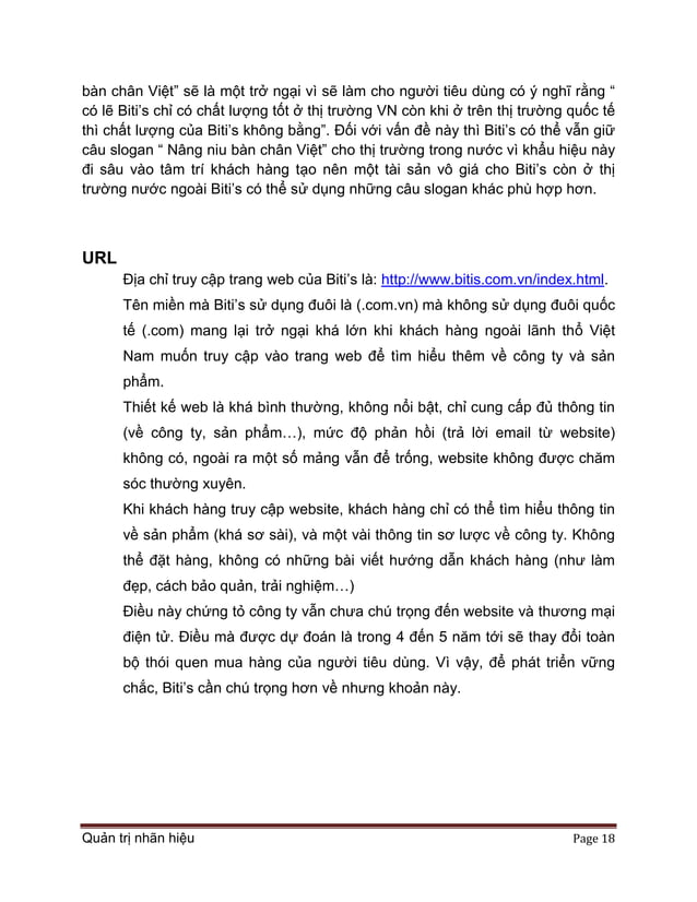 [Quản trị thương hiệu] Phân tích thương hiệu Biti's | PDF