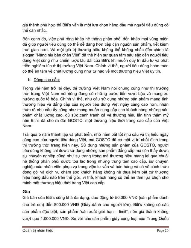 [Quản trị thương hiệu] Phân tích thương hiệu Biti's | PDF