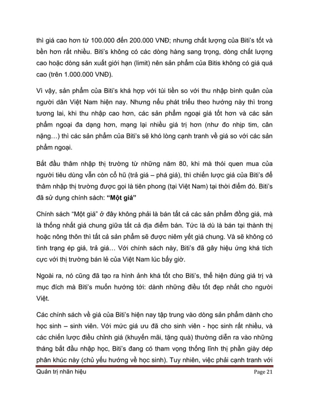 [Quản trị thương hiệu] Phân tích thương hiệu Biti's | PDF