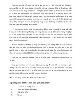 Đề tài: Quản lý nhân sự trường cấp II, HAY, 9đ | PDF