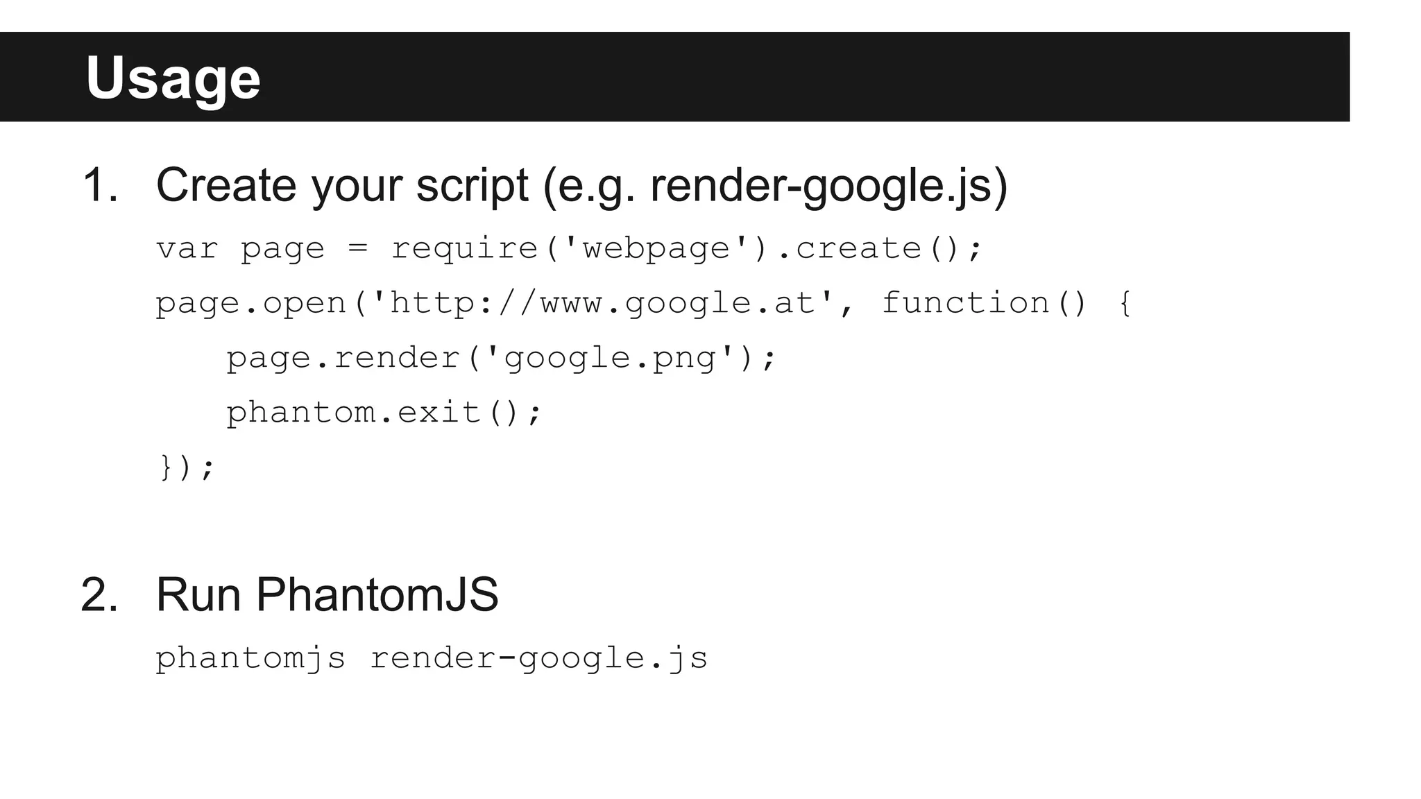 Using PhantomJS to keep product screenshots up to date | PPT