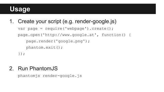 Using PhantomJS to keep product screenshots up to date | PPT